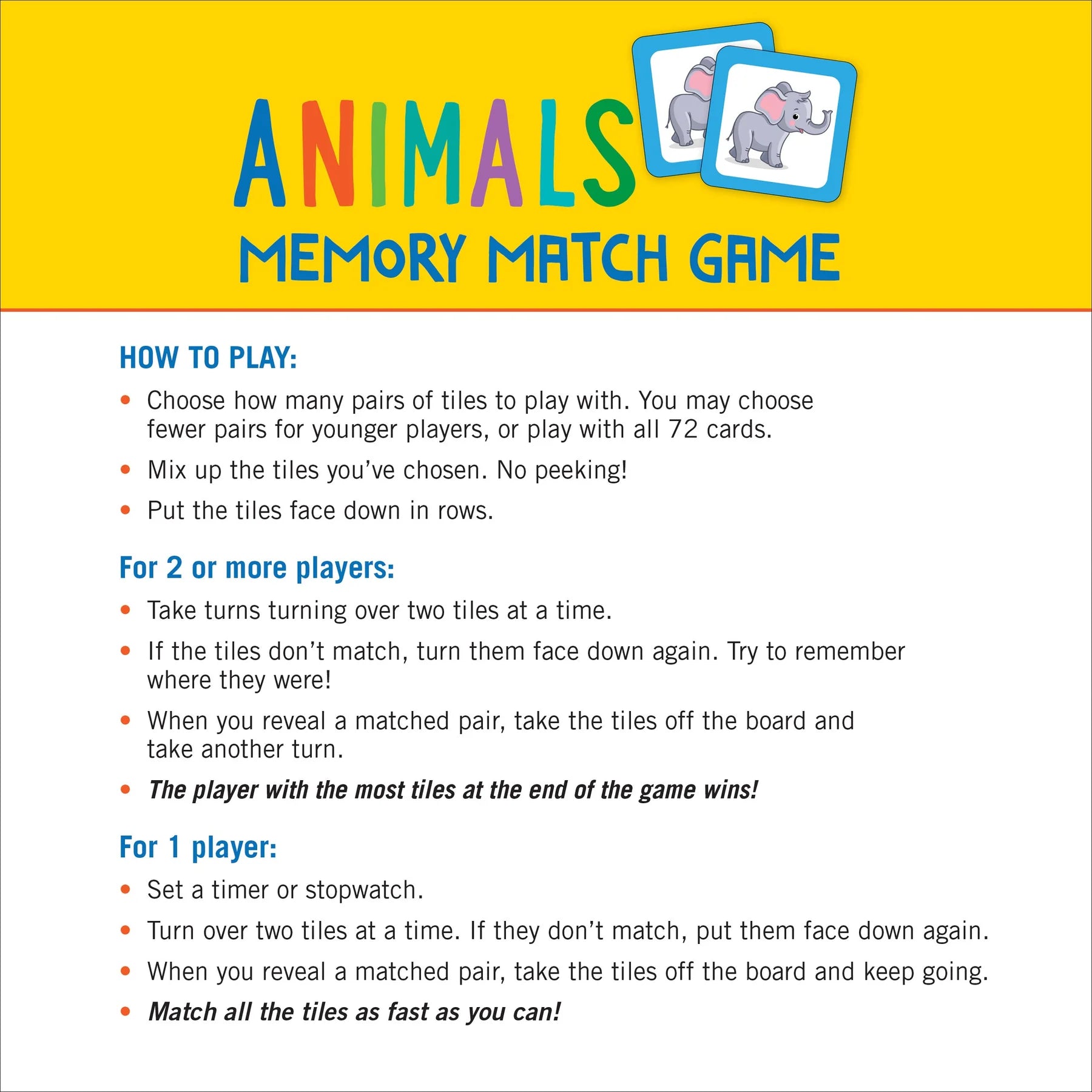 MEMORY MATCH GAME ANIMALS – Wildflower and Twigs